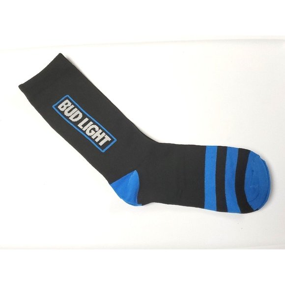 bud light | Accessories | Bud Light Beer Logo Crew Socks Gray Black ...